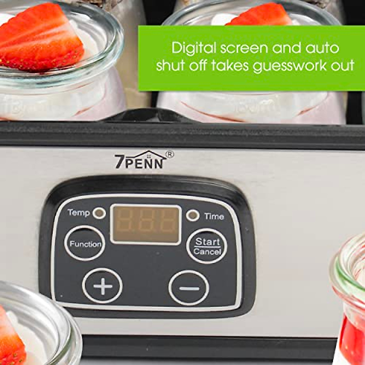 7Penn Yogurt Maker Machine - French and Greek Yogurt Maker with Temperature Control Including 8 Yogurt Jars with Lids