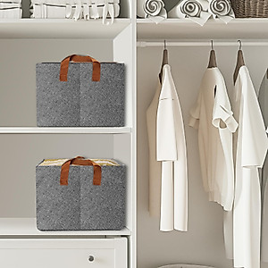 YXOBHDY Storage Baskets for Closet with Metal Frame, Fabric Storage Bins for Shelves, Shelf Baskets and Bins with Handles for Clothes Toys Organization, 4-Pack