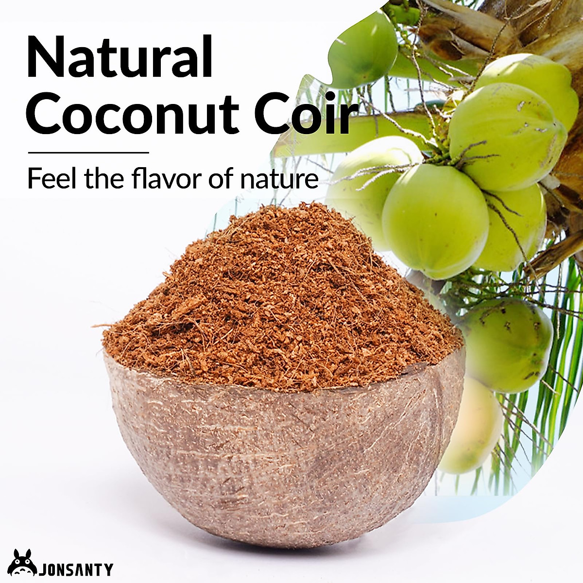 JONSΛNTY 3L Natural Coconut Coir Bedding, Small Animal Bedding for Hamster, Reptile, Tortoise, Frogs, Snakes, Hermit Crabs, Burrowing Animals, Clean, Cozy, Odor Control, Absorbent, for Cage, Terrarium
