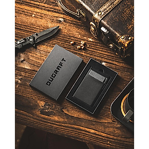 DUGRAFT Credit Card Holder with Money Pocket Mens Minimalist Slim Aluminum Metal Pop Up Wallet for Men RFID Blocking Business Card Holder with Gift Box, Holds 5-7 Cards and Cash, Black