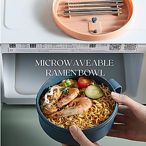 AI LOVE PEACE Microwave Ramen Bowl Set Noodle Bowls With Lid Speedy Ramen Cooker In Minutes BPA Free and Dishwasher Safe For Office College Dorm Room Instant Cooking