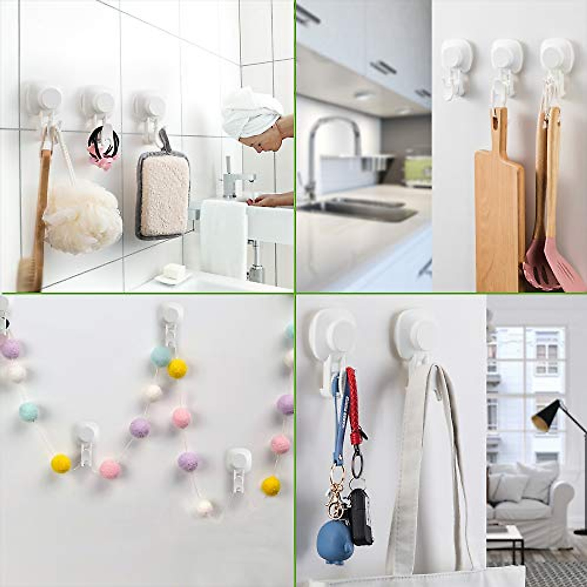 LUXEAR Shower Caddy Suction Cup Sets Shower Shelf Basket + Soap Dish Holder + 4 pack update replacement hooks suction cup for bathroom and kitchen