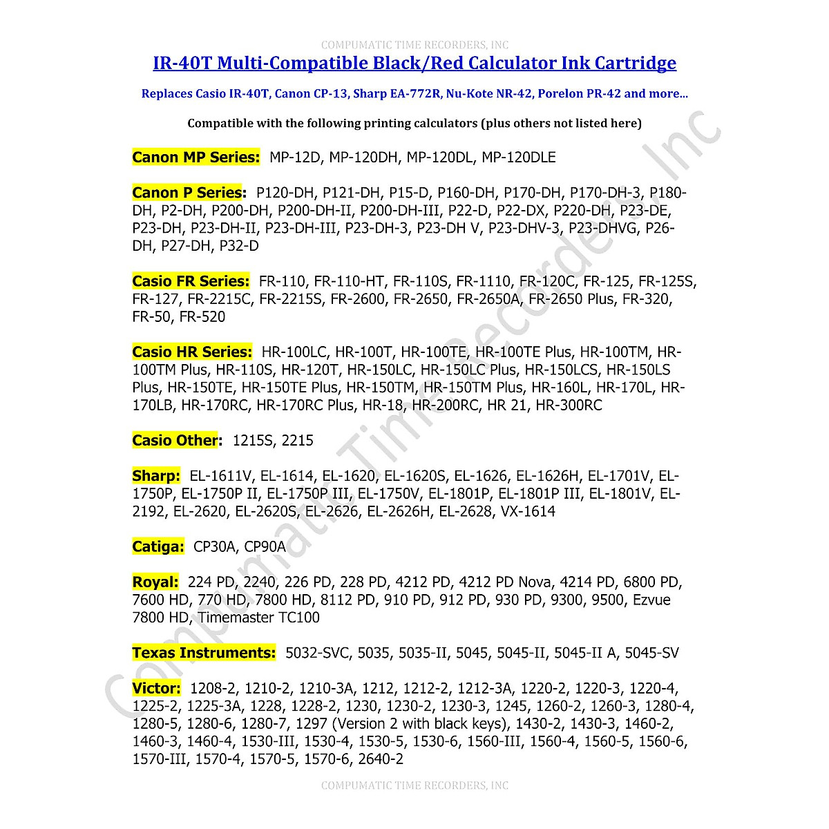 (2 Pack) Compatible/Replacement Calculator Ink Roller Black/Red IR-40T CP13 for Canon P23-DH V, P23-DHV-3, P27-DH and More