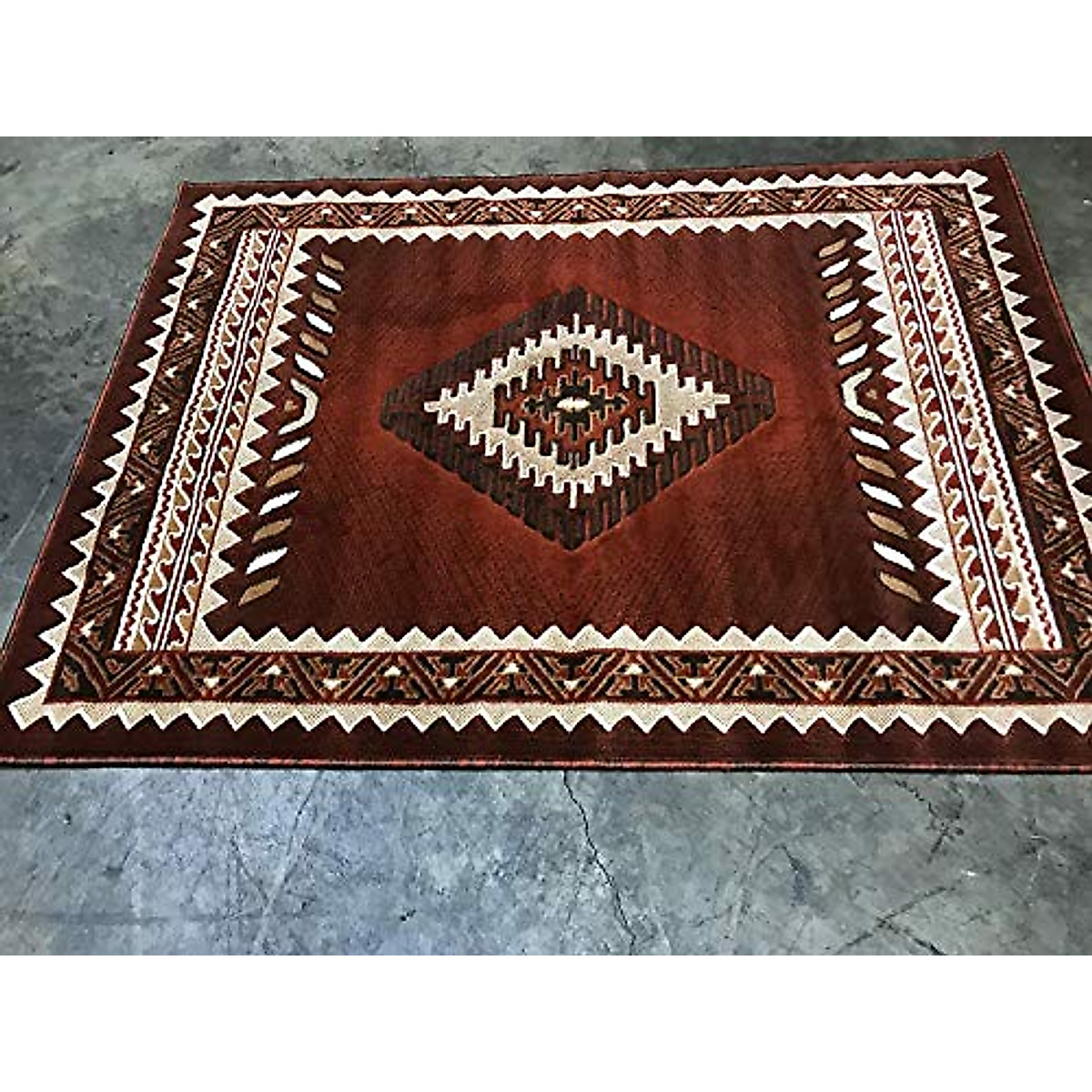 Kingdom South West Native American Area Rug Rust Brown Beige Design D143 (5 Feet 2 Inch X 7 Feet)