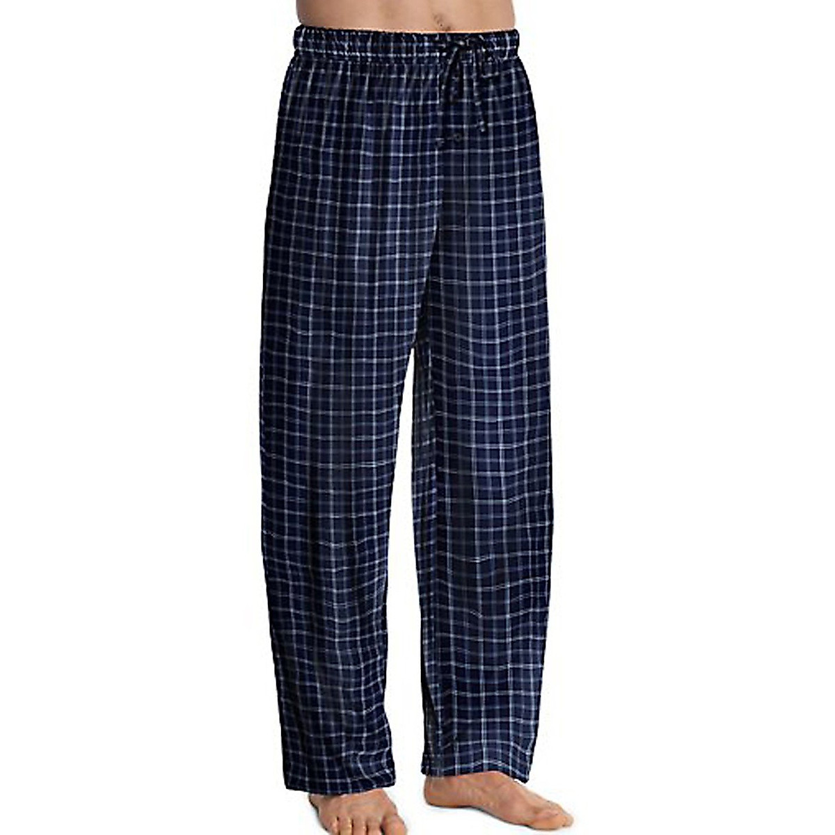 Hanes Men's ComfortSoft Cotton Printed Lounge Pants, 31" Inseam, Pockets, Drawstring/Elastic Waist, Blue Squares, XX-Large