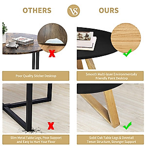 SYMXMYZ 31.5 Inches Round Coffee Table, Wooden Coffee Table, Modern Coffee Table, Oak Table Legs, Coffee Tables for Living Room Modern Design Home Furniture, Black