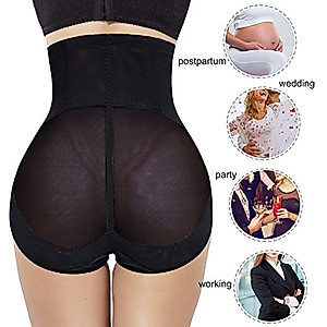 Nebility Women Butt Lifter Shapewear Hi-Waist Double Tummy Control Panty Waist Trainer Body Shaper (M, Black)