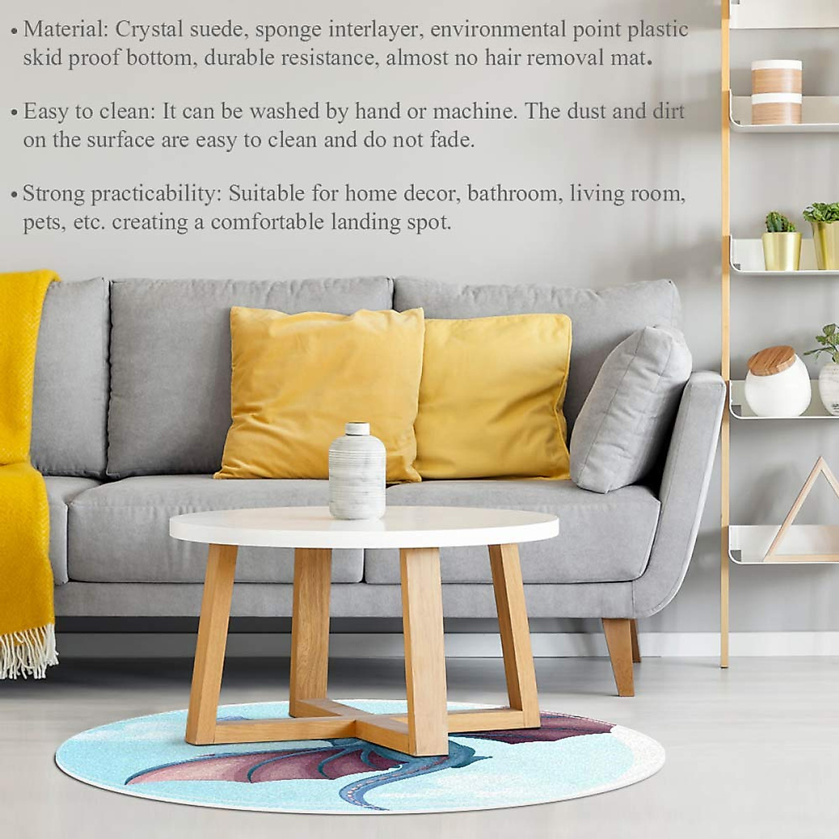 Rug Flying Dragon Blue Sky Round Play Mat Crawling Mat Floor Playmats Washable Game Blanket Tummy Time Play Mat 39.4x39.4 inches