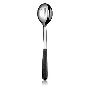 New Star Foodservice 52169 Hollow Cool Touch Coating Handle Slotted Serving Spoon, 12", Silver
