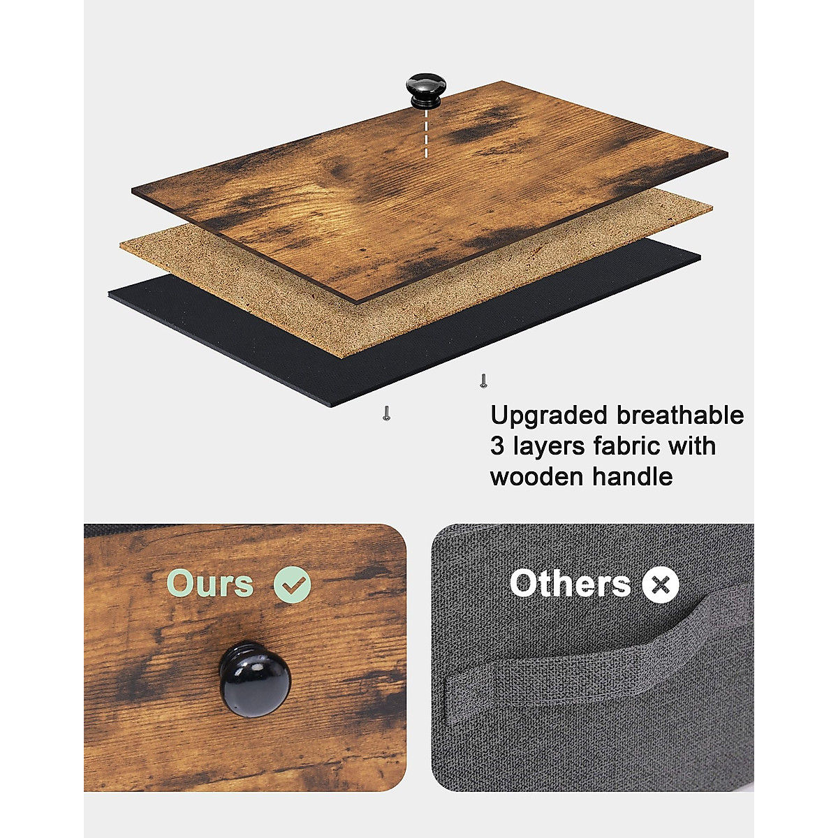 Crestlive Products Tall Dresser, 7-Drawer Fabric Storage Tower, Chests of Drawers - Vertical Organizer Unit for Bedroom, Hallway, Entryway, Nursery, Closets -Wood Top & Handles (Rustic Brown)