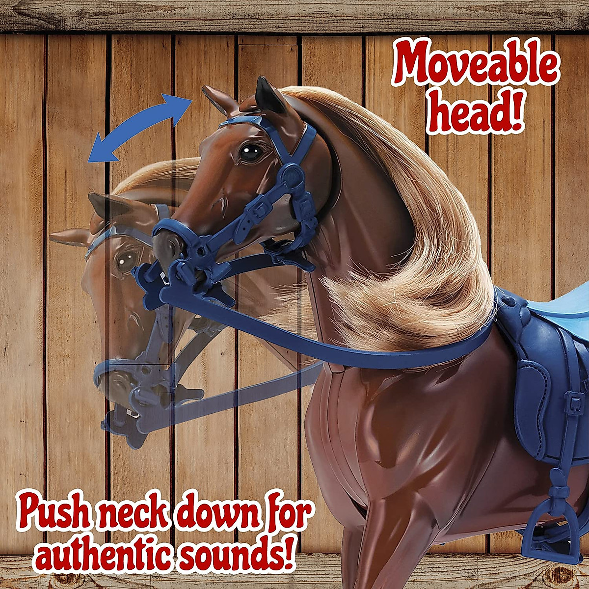 Sunny Days Entertainment Appaloosa Horse with Moveable Head, Realistic Sound and 14 Grooming Accessories - Blue Ribbon Champions Deluxe Toy Horses