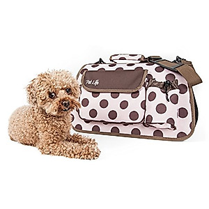PET LIFE Folding Zippered Casual Airline Approved Fashion Travel Pet Dog Carrier with Bottle Holder, Medium, Plaid