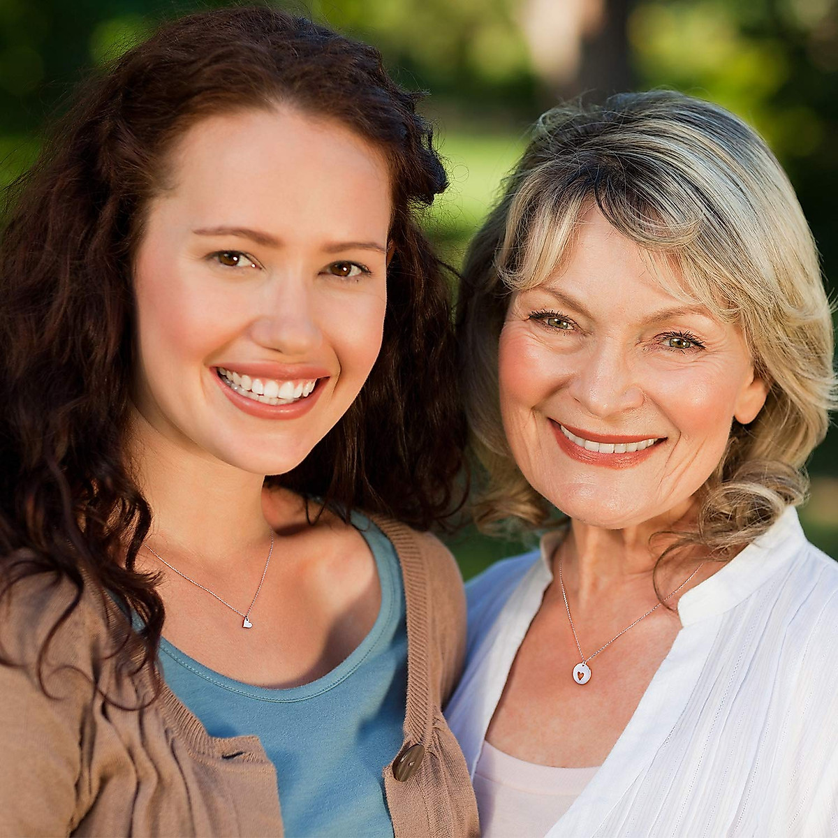 CHICLOVE Mother Daughter Jewelry Sets for Two, Cutout Heart Necklaces, 2 Sterling Silver Necklaces (A - mother and daughter necklace)