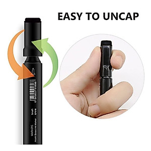 6 Pack Black Alcohol Markers, Double Tipped Soft Fine Tips and Brush Art Marker Set for Artist Adults Kids Coloring Sketching (Black)