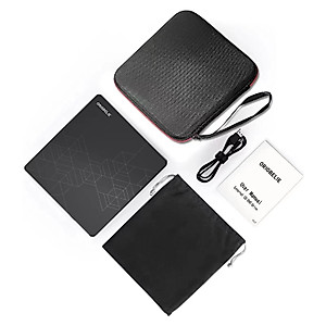 ORIGBELIE External CD DVD Drive, CD Burner USB 3.0 with 2 USB Ports and 2 TF/SD Card Slots, Optical Disk Drive for Laptop Mac, PC Windows 11/10/8/7 Linux OS with Carrying Case