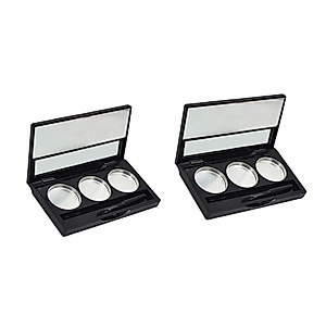Lurrose Empty Magnetic Eyeshadow Palette 3 Colors Empty Eyeshadow Case Box Empty Magnetic Cosmetics Makeup Powder Sample Container 2Pcs 26mm