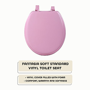 Soft Standard Vinyl Toilet Seat, Tea Rose - 17 Inch Soft Vinyl Cover with Comfort Foam Cushioning - Fits All Standard Size Fixtures - Easy to Install Fantasia by Achim Home Decor