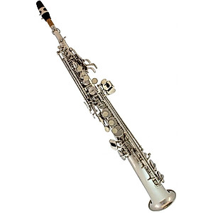 Lazarro Silver Nickel Bb B-Flat Straight Soprano Saxophone Sax Lazarro+11 Reeds,Care Kit~24 COLORS Available-300-NK