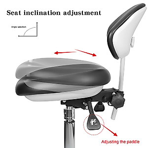 ORILAO Multi Function Adjustable Dental Assistant Stool with Armrest Rack Rolling Cover PU Leather Foot Controlled