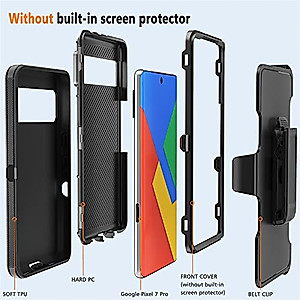 NIFFPD Designed for Google Pixel 7 Pro Case with Belt Clip & Kickstand, Full-Body Triple Layers Rugged Case for Pixel 7 pro 5G 6.7 inch Phone (Black)