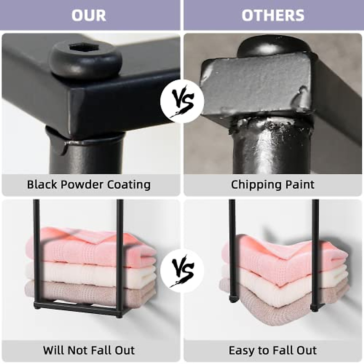 28" Wall Towel Rack for Bathroom Towel Rack Wall Mounted Towel Holder for Rolled Bath Towels,New Upgrade 3 Bars Towel Rack