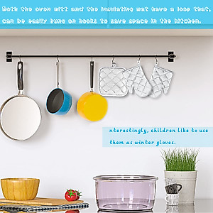 DOERDO 3 Pack Kid Oven Mitts for Children Heat Resistant Kitchen Mitts and Hot Pads, Great for Cooking Baking, Age 4-12 (7"x4.7", Silver)