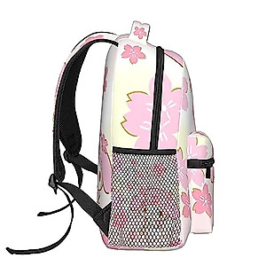 Cute My Bunny Melody And Flowers Backpack Cartoon My Bunny Melody Characters Backpack Double Shoulder Strap Adjustable Durable Laptop Bag Backpacks Lightweight Cute Travel Daypack With Keychain
