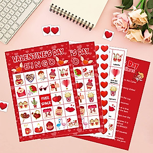 TENDFINE 24 Players Valentine’s Day Bingo Cards - Valentines Bingo Game for Valentine Party School Classroom Family Activities