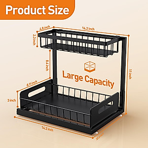 Under Sink Organizer 2 Pack,Metal Pull Out Cabinet Organizer Shelf,Kitchen Bathroom Organizers and Storage with Sliding Drawer,Storage Shelves,Storage and organization for Home,Laundry,RV,Pantry,Spice