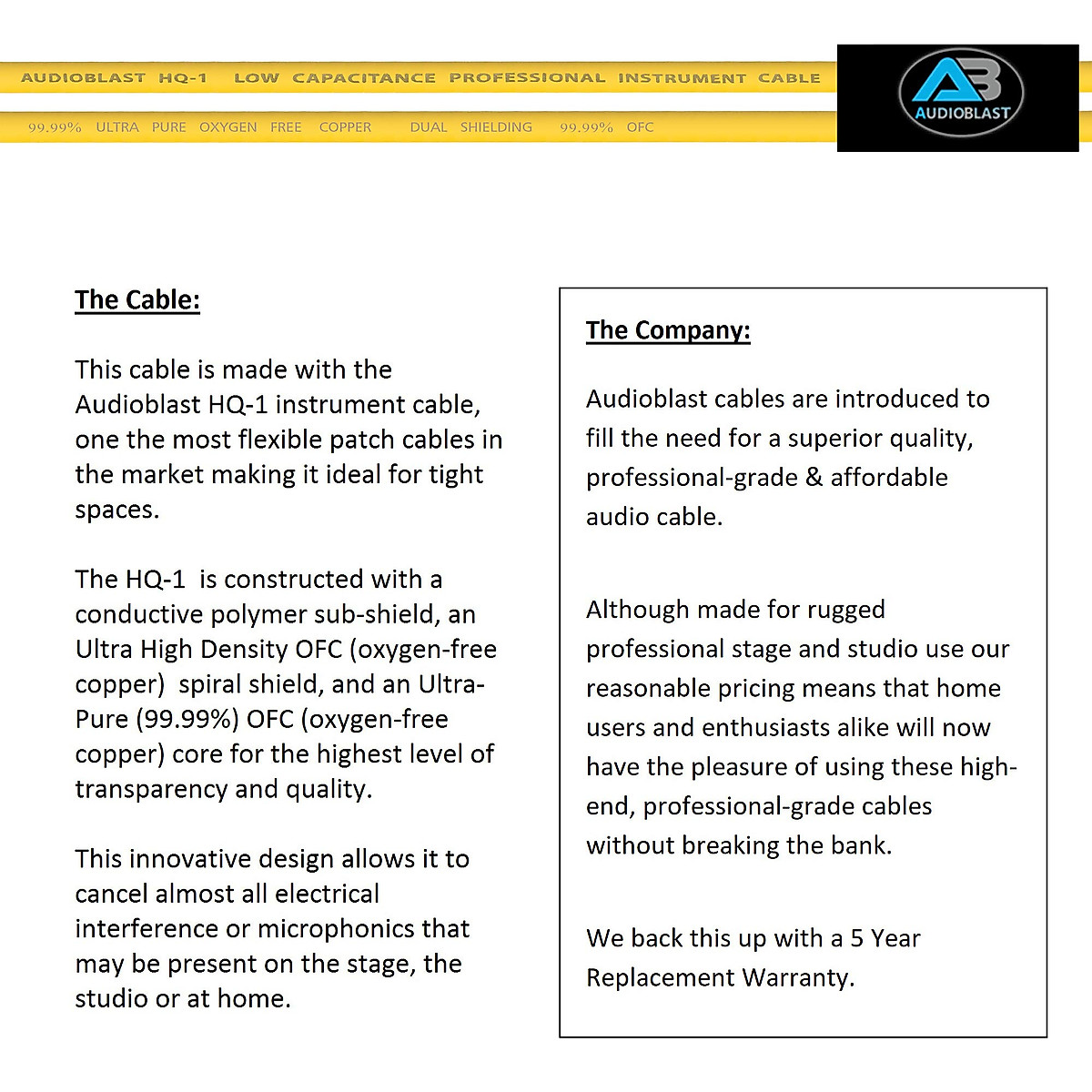 Audioblast - 6 Units (Multi Color) - 8 Foot - HQ-1 - Ultra Flexible - Dual Shielded (100%) - Guitar Instrument Effects Pedal Patch Cable w/Eminence Straight ¼ inch (6.35mm) TS Plugs & Quad Boots
