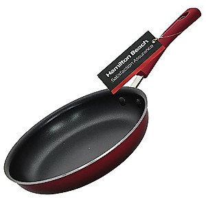 Hamilton Beach 12" Fry Pan Nonstick Coating, Aluminum Frying Pan with Nonstick for Stove Top with Soft Touch Bakelite Handle, Durable Scratch Resistant & Safe Nonstick Cookware - Dishwasher Safe - Red