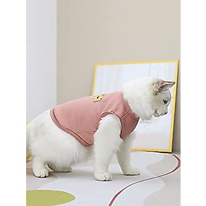 Milumia Pet Cute Outfits for Small Medium Dogs Cats Clothes Bear Patched Dog T Shirts Pink Medium