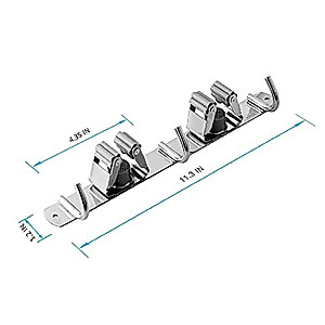 Nuulyycyi Broom and Mop Holder Wall Mounted, Broom Hanger, Broom Holder, Stainless Steel Heavy Duty Broom Racks for Laundry Room, Garage, Garden, Bathroom (2 Racks 3 Hooks)