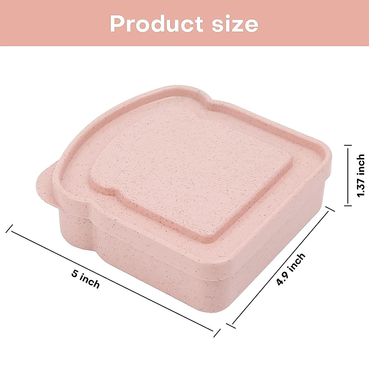 ATAMOW Sandwich Containers, 4 Pcs Sandwich Containers for Lunch Boxes with 10 Sheets Funny Graffiti Stickers, Sandwich Box with Lid, BPA Free, Microwave & Dishwasher Safe(Pink