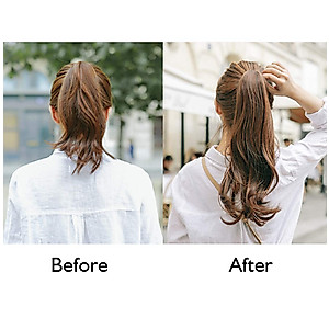 FELENDY Ponytail Extension Claw 18" 20" Curly Wavy Straight Clip in Hairpiece One Piece A Jaw Long Pony Tails for Women Dark Brown