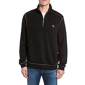 Tommy Bahama Men's Tobago Bay Half Zip Pullover (Black, X-Large)