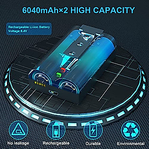 2 Packs 6040mAh Rechargeable Battery and Dual USB Charging Station Compatible with Ring, for Video Doorbell 2/3/4 and Spotlight Cam Battery 3.65V Lithium-Ion Batteries (Not for Stick Up Cam)