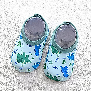 Lykmera Baby Kids Swim Shoes Boys Girls Water Shoes Cartoon Shoes Socks Shoes Barefoot Non-Slip Shoes Toddler Beach Shoes (Green, 12-18 Months)