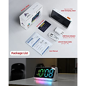 LED Digital Clock for Bedroom, Super Loud Alarm Clock for Heavy Sleepers Adults, Teens | Simple Plug-In Electric Bedside Nightstand Desk Clock with Light and Adjustable Color/Volume/Brightness/Snooze