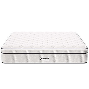 Modway Jenna 14” Innerspring and Memory Foam California King Mattress With Individually Encased Coils, White