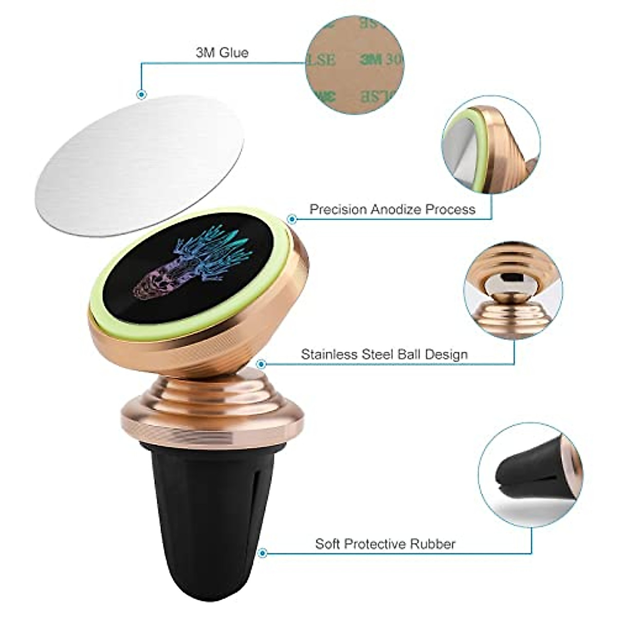 Magical Rabbit Magnetic Phone Holder for Car Air Vent Holder Clip Compatible with All Smartphones & Tablets