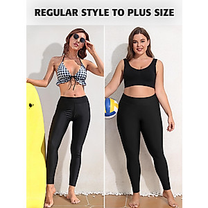 ATTRACO Swim Leggings Women Swimming Pants UPF 50+ Rash Guard Pants Black L