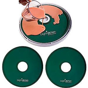 2 Fruit Leather Silicone Dehydrator Sheets with EDGES - NON-Toxic for Nesco Round Dehydrators Lip Mold Hold Batter Liquid Fruit Roll Up Fruit Leather Circle ReUsable Flexible Non Stic