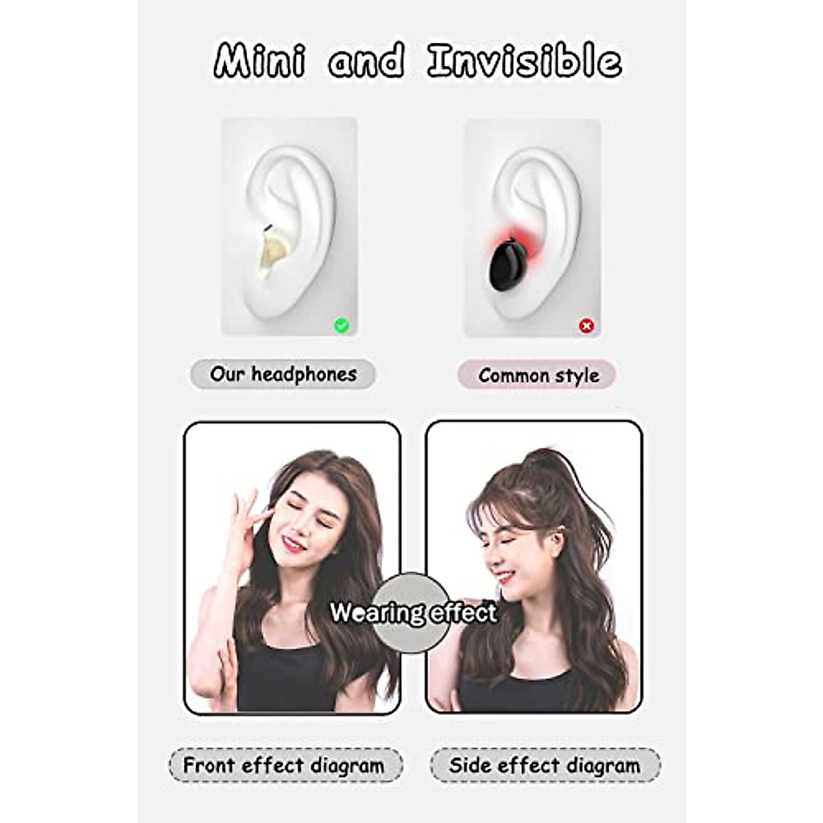 SZHTFX Invisible Earbuds Small Mini Hidden Earbuds for Work, Sleep, Music (Nude)