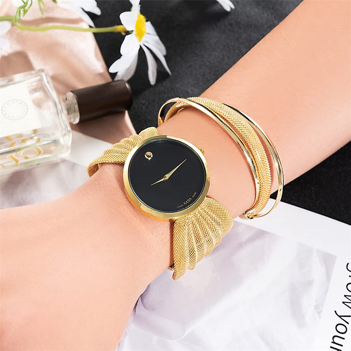 Baojulong Elegant Women’s Watch and Bracelet Set, Mothers Day Gifts for Mum Wife, Birthday Gifts for Women Sister Girlfriend, Valentines Day Gifts for Her
