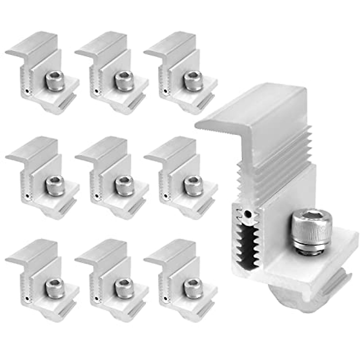 Solar End Clamp Solar Panel Mounting Z Brackets Clamps Adjustable Aluminum Solar Panel Clamp for Solar Panel PV Mounting System Install Accessories (10 Pcs)