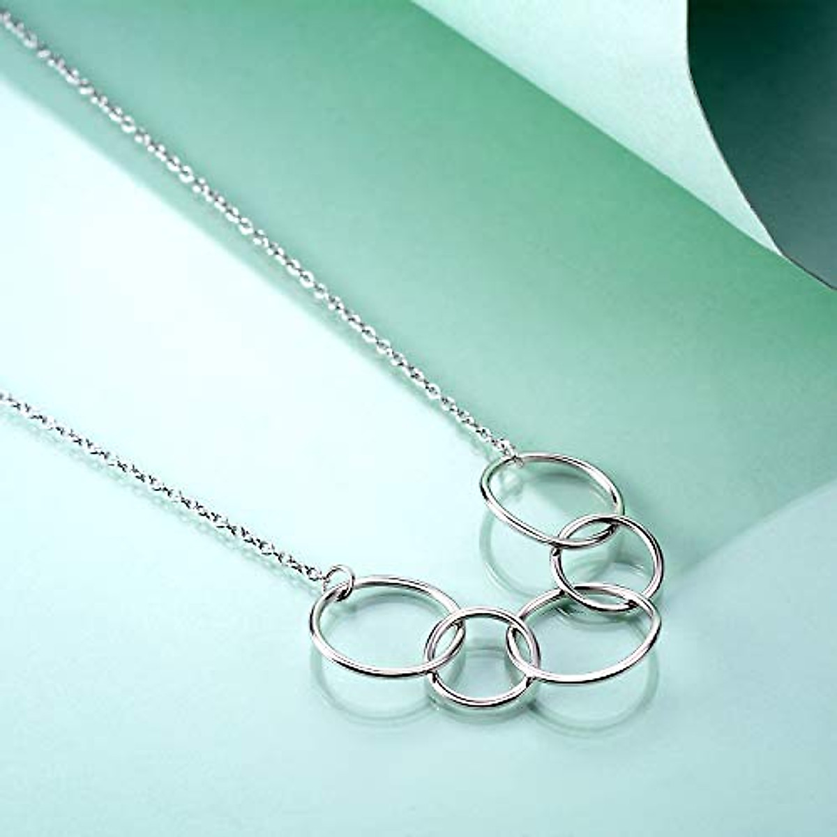 SOULMEET 50th Birthday Gifts Necklace for Women, Sterling Silver Five Circles Necklace for Her 5 Decades Jewelry Gift 50 Years Old