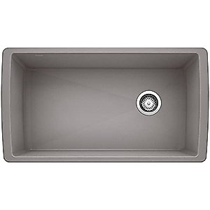 BLANCO 441770 Bowl Diamond Silgranit Super Single Undermount Kitchen Sink, 33.5" L X 18.5" W X 9.5" D, Metallic Gray