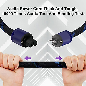 Monosaudio 12AWG Audiophile Power Cord HiFi Power Cable 125V 15A with Rhodium Plated Plug Braided Sleeve Audio Power Cable for Power Filters/Turntables/Amplifiers/CD&DAC Player(6.6FT/2M)