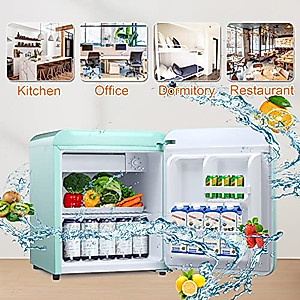 Antarctic Star Compact Refrigerator Mini Fridge for Beverage, Ice Cream, Vegetable, Fruit, 1.7 Cu. Ft., Freezer with Drip Tray, Bottle Racks and Defrost Button, Great for Bedroom, Office, Garage, Dorm, Green